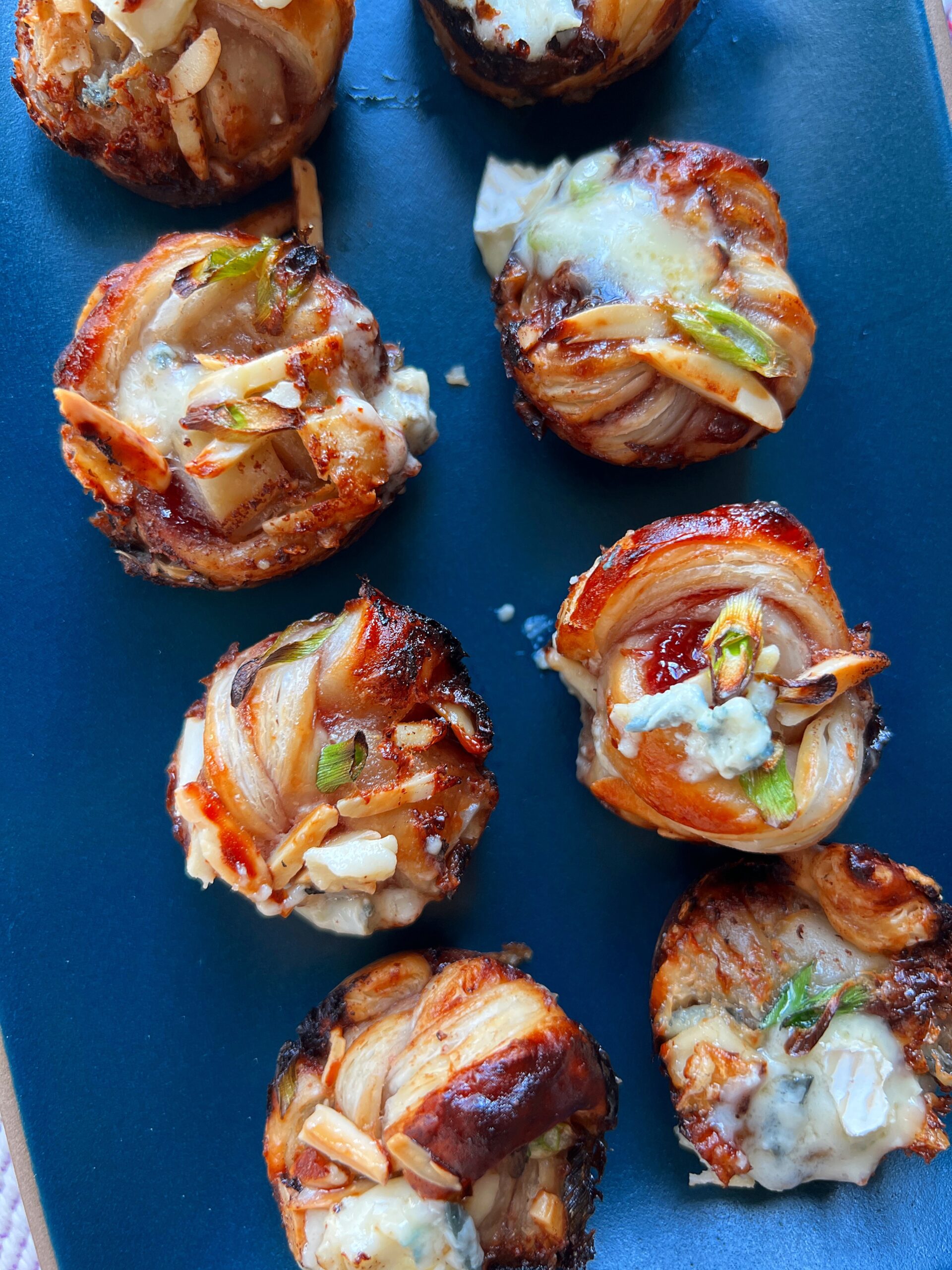 Cambozola and Cherry Jam Puff Pastry Knots • Food for a Year: